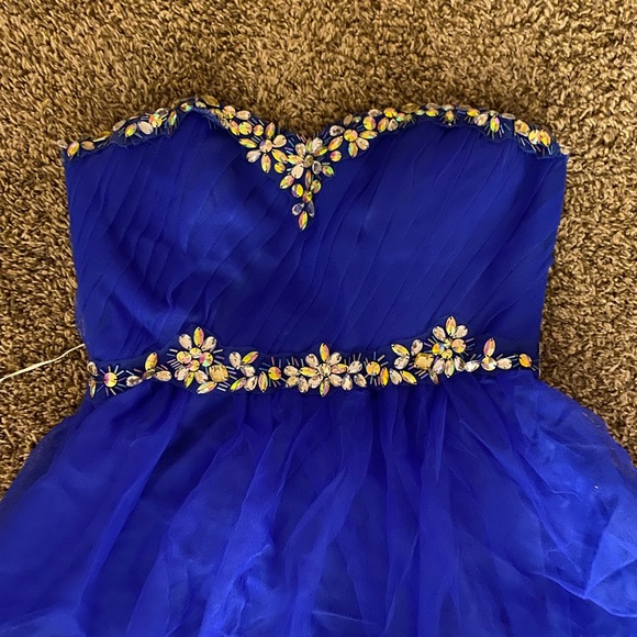 Deb | Dresses | Beautiful Embroidery Jeweledblue Prom Dress Altered To ...